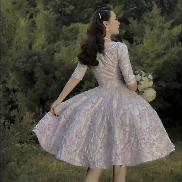 Dresses | Le Palais Vintage French Fairy Style Relief Pink Rose Swing ...